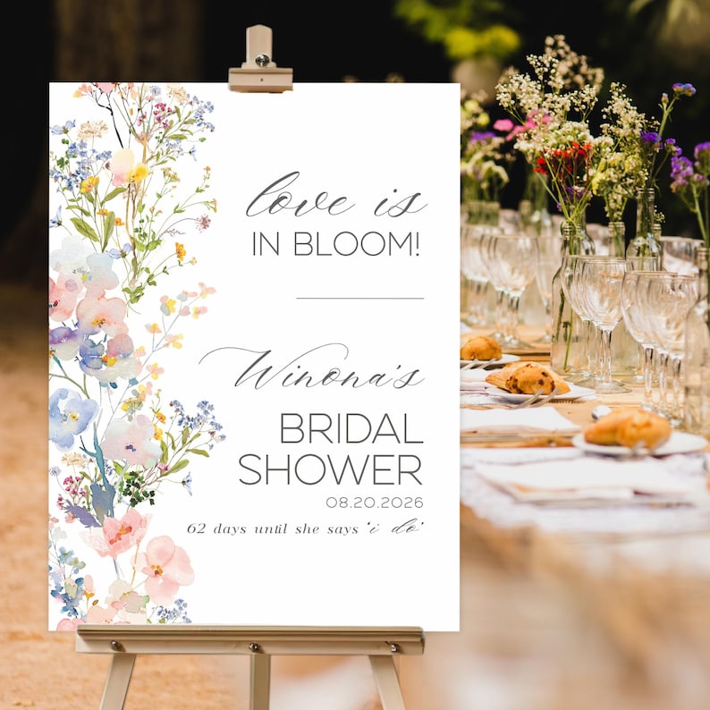 Whimsical Garden Bridal Shower Welcome Sign, Wildflower Bridal Brunch ...