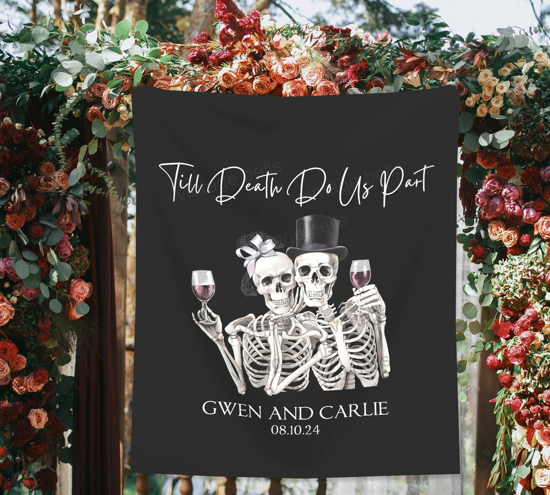 Till Death Do Us Part Wedding Backdrop, Halloween Fall Wedding Backdrop ...