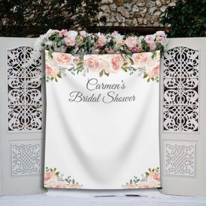 Bridal Shower Backdrop, Personalized Party Decorations Banner, Floral ...