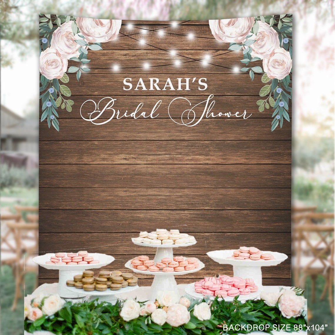 Bridal Shower Backdrop Rustic Dusty Blush Retirement Banner | Etsy