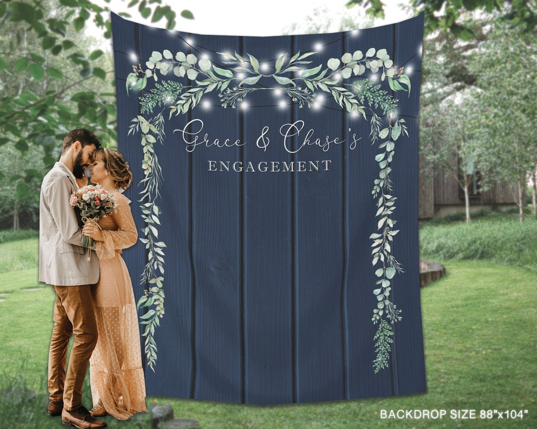 Engagement Photo Backdrop, We're Engaged Wedding Shower Custom Backdrop ...