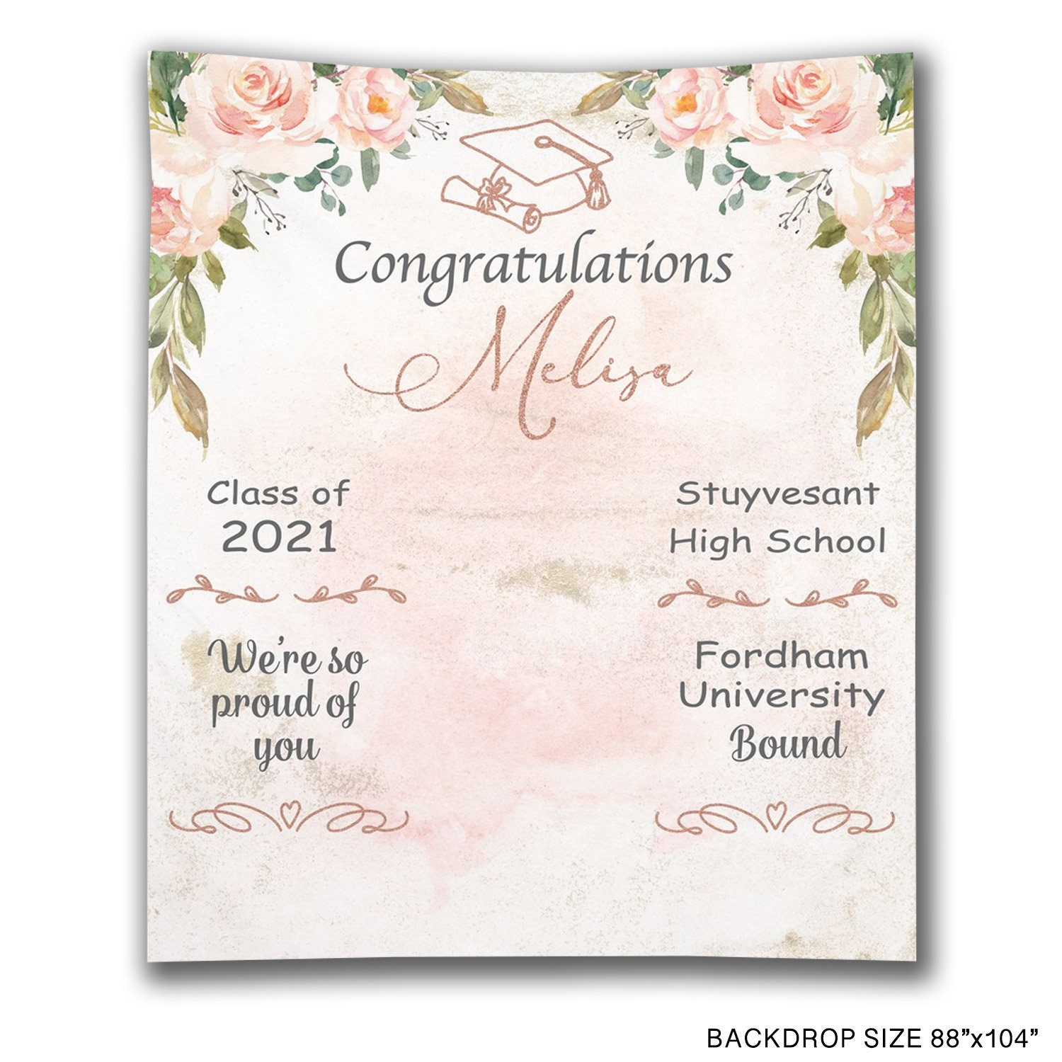 Floral Graduation Party Backdrop Photo Booth Background Girl | Etsy