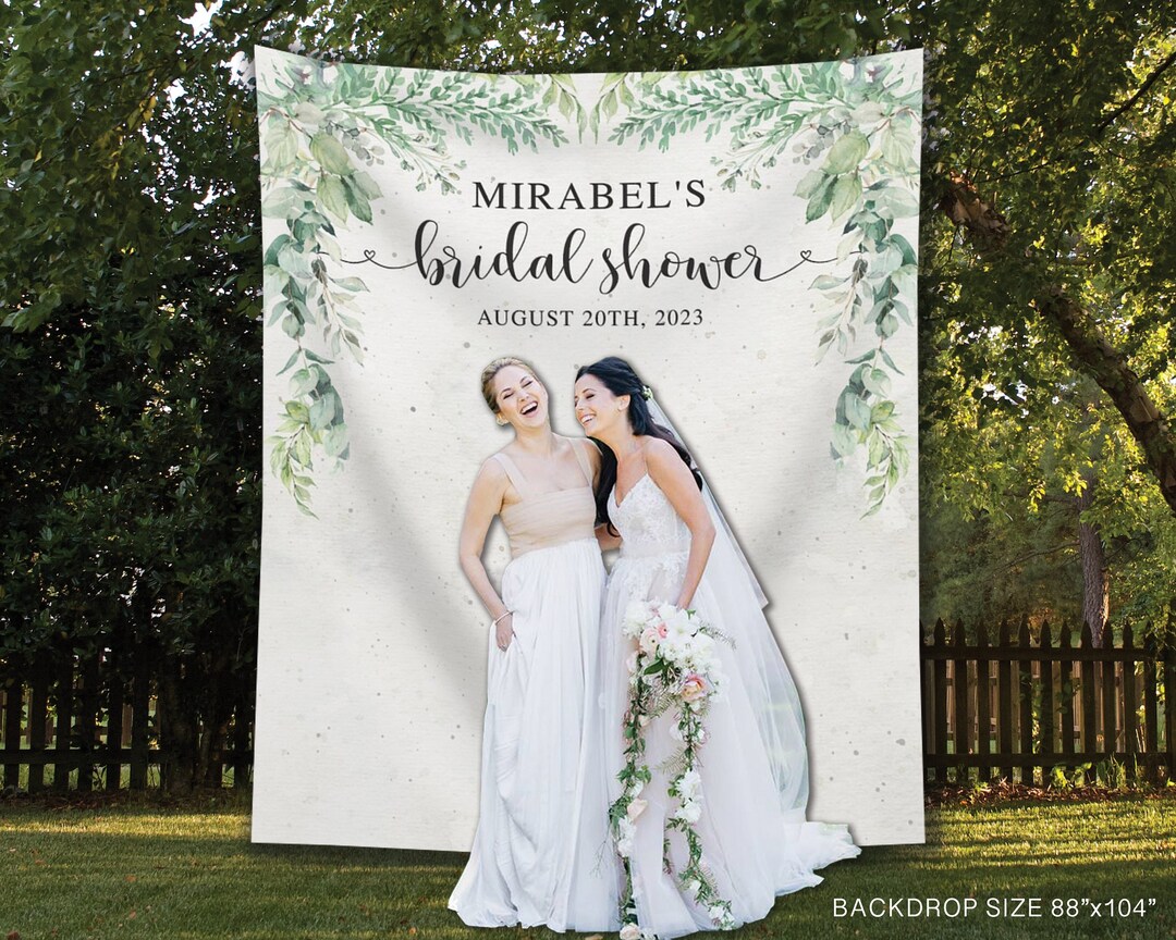 Bridal Shower Backdrop Rustic Greenery Custom Backdrop Leafy - Etsy