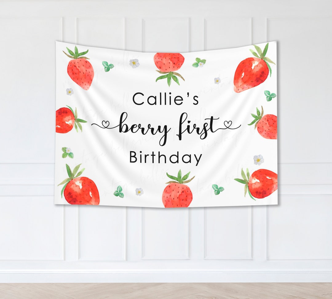 Berry First Birthday Backdrop, Strawberries Birthday Theme Party ...