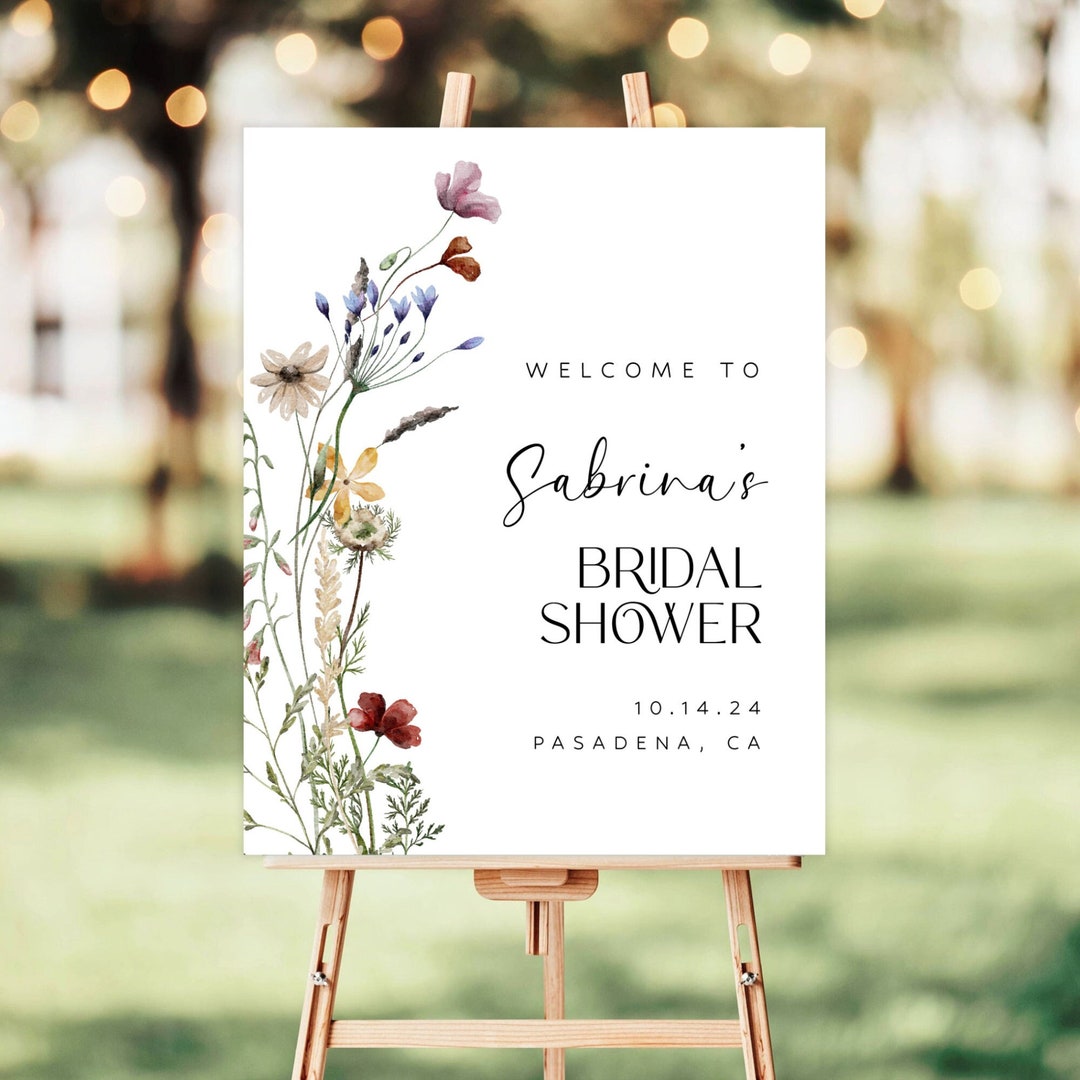 PRINTED Whimsical Garden Bridal Shower Welcome Sign, Floral Bridal ...