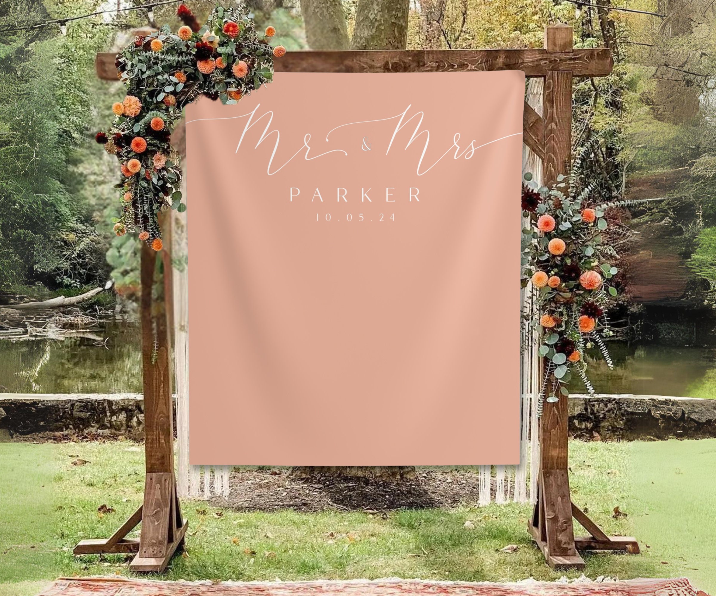 Elegant Mr and Mrs Wedding Backdrop, Script Wedding Backdrop, Custom ...