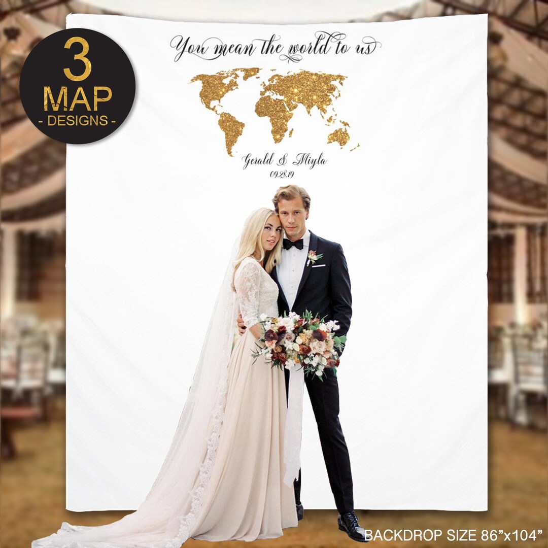 Wedding Backdrop, World Map Custom Wedding Backdrop, Photo Booth ...