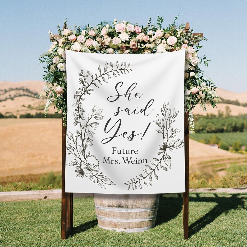 Bridal Shower Backdrop She Said Yes Banner Botanical Wild - Etsy