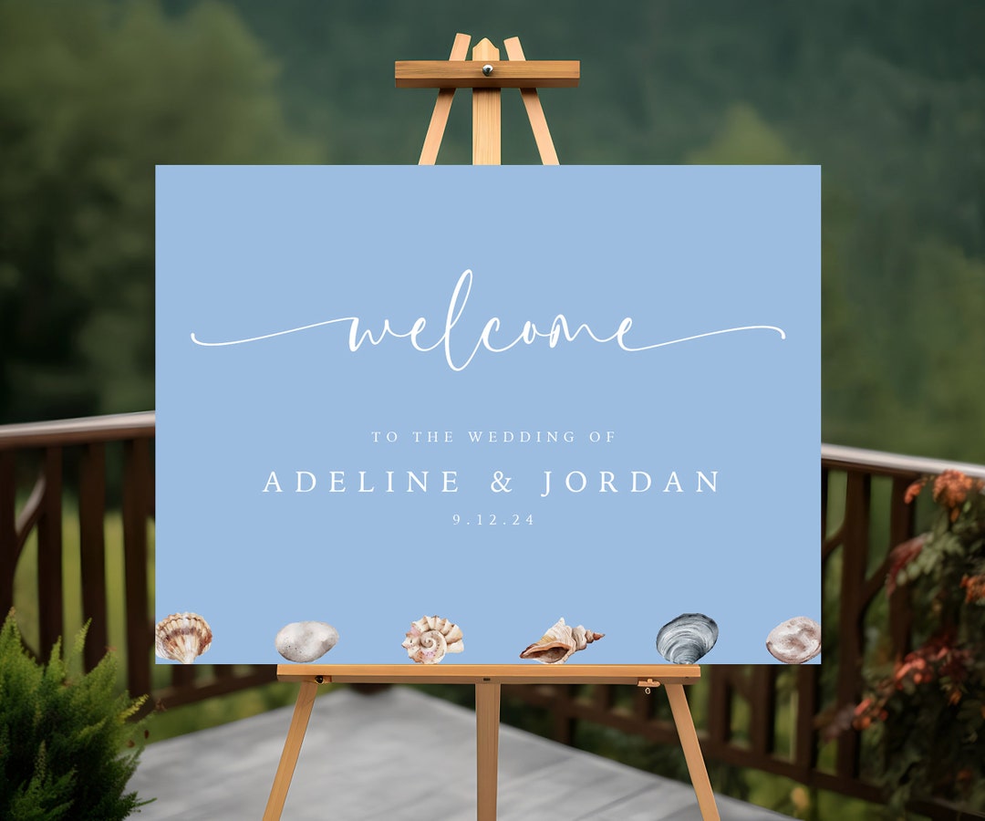 Seashells Wedding Welcome Sign, Beach Wedding Welcome Sign, Seaside ...