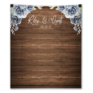 Wedding Backdrop, Navy Blue Floral Reception Backdrop, Wedding Photo ...