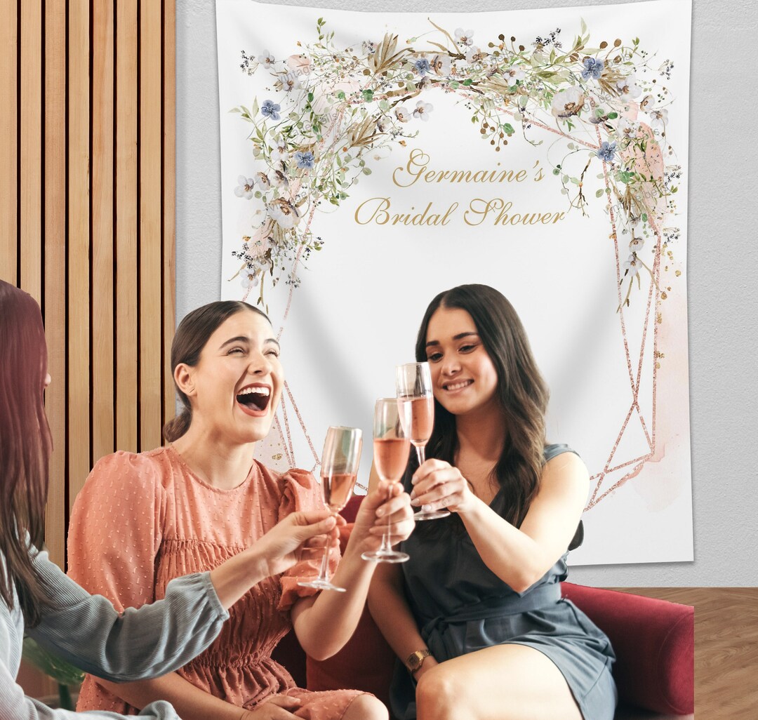 Future Mrs. Backdrop, Wild Flowers Bridal Shower Backdrop, Boho Leafy ...