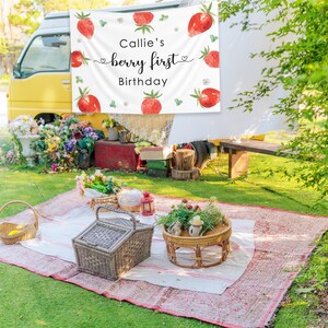 Berry First Birthday Backdrop, Strawberries Birthday Theme Party ...