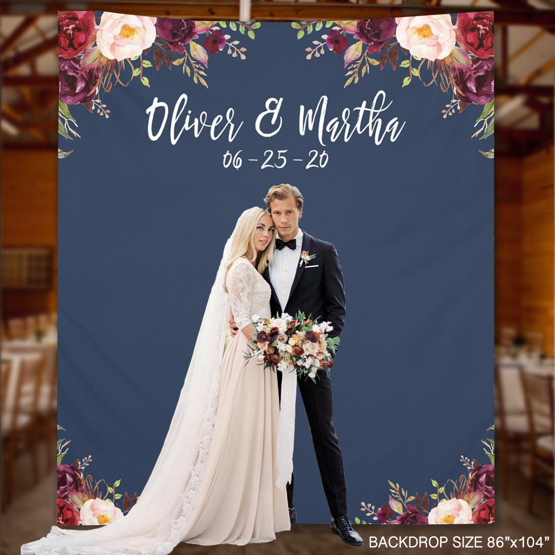 Wedding Backdrop for Reception, Maroon Floral Custom Wedding Photo ...