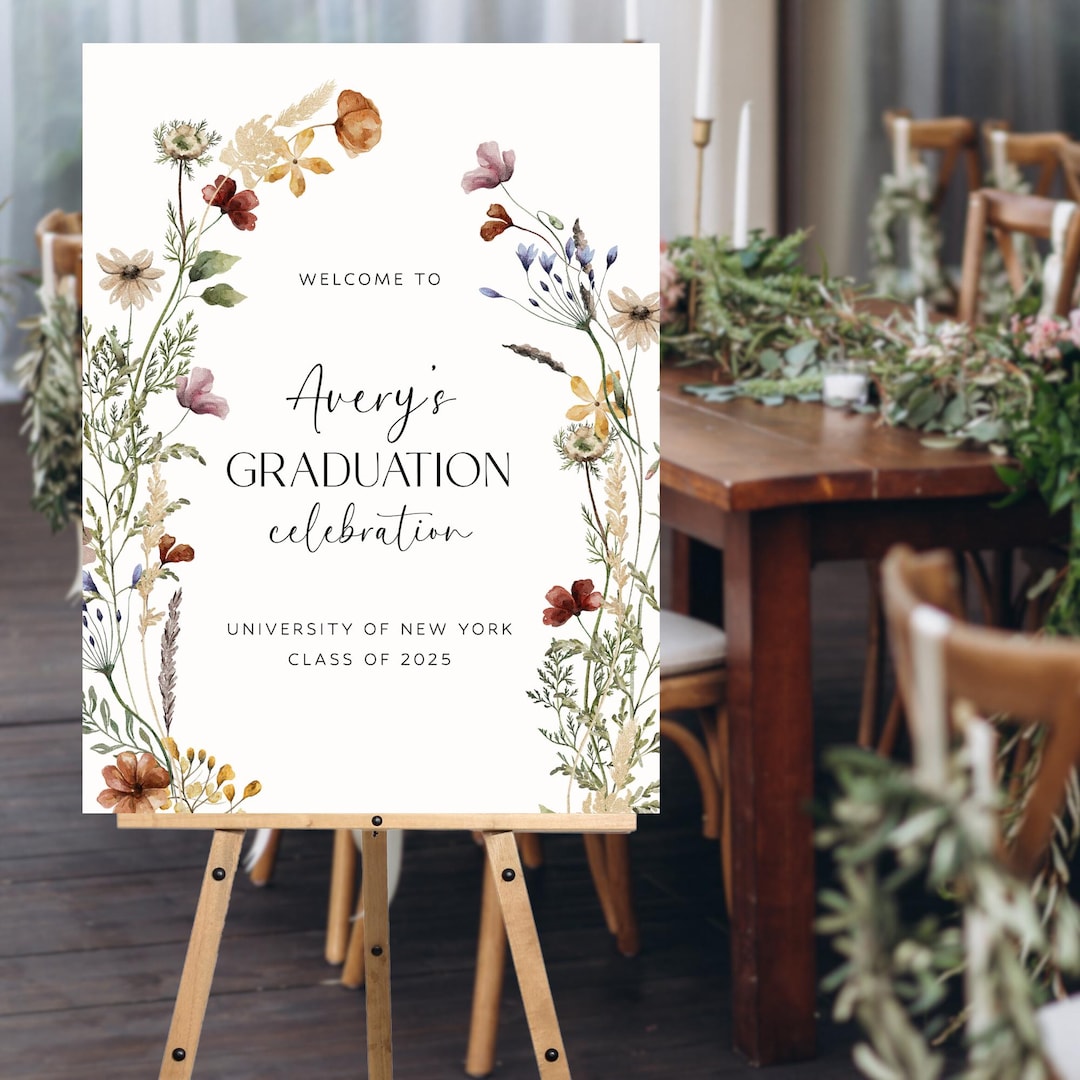 Wildflowers Graduation Welcome Sign, Boho Elegant Graduation ...
