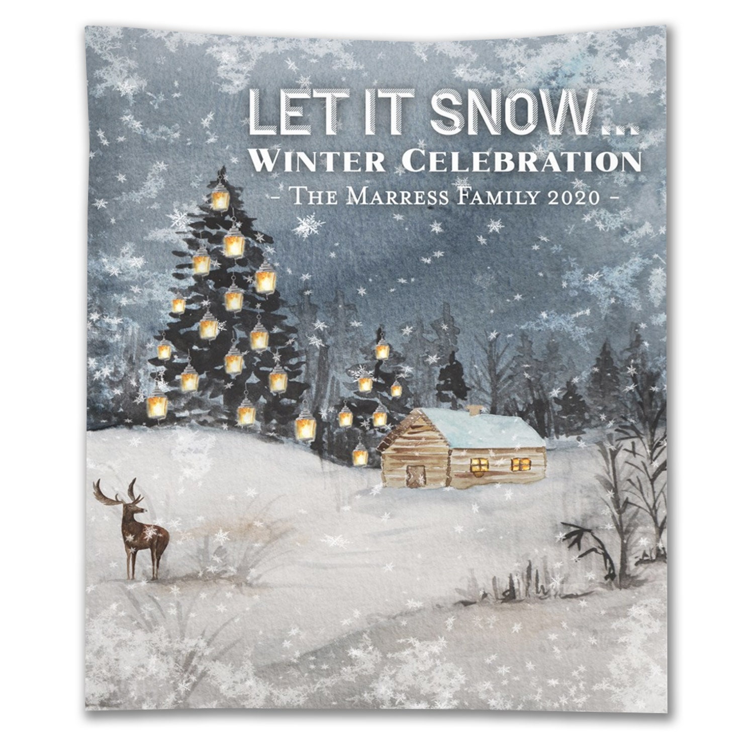 Christmas Party Backdrop, Winter Wonderland Party Custom Banner, Snowy ...