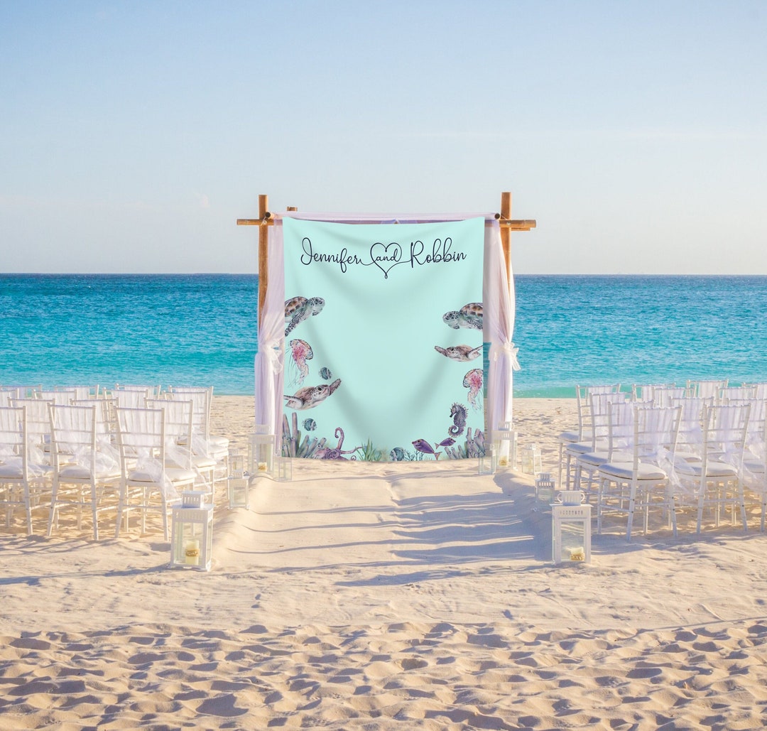 Beach Ceremony Wedding Backdrop, Underwater Theme Photo Booth, Sea ...