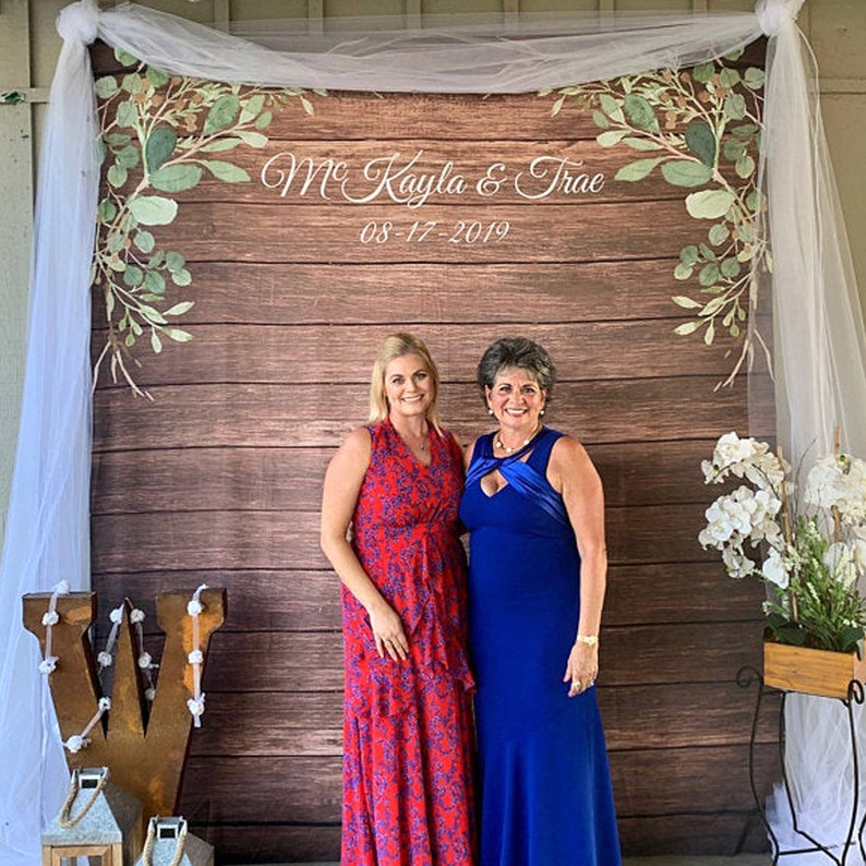Backdrop Wedding, Rustic Wood Botanical Wedding Banner, Engagement ...