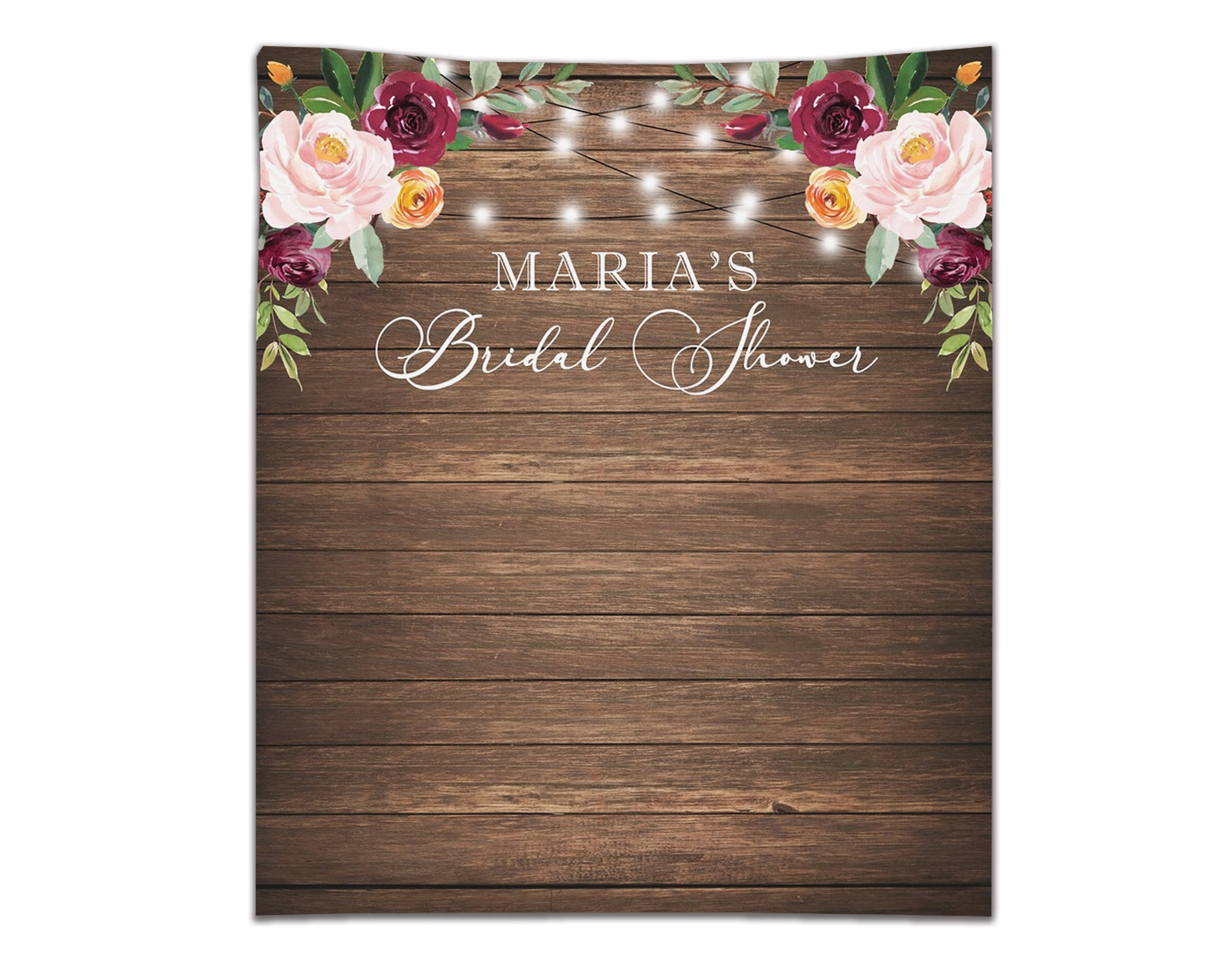 Bridal Shower Backdrop Rustic Burgundy Coral Floral Wedding | Etsy