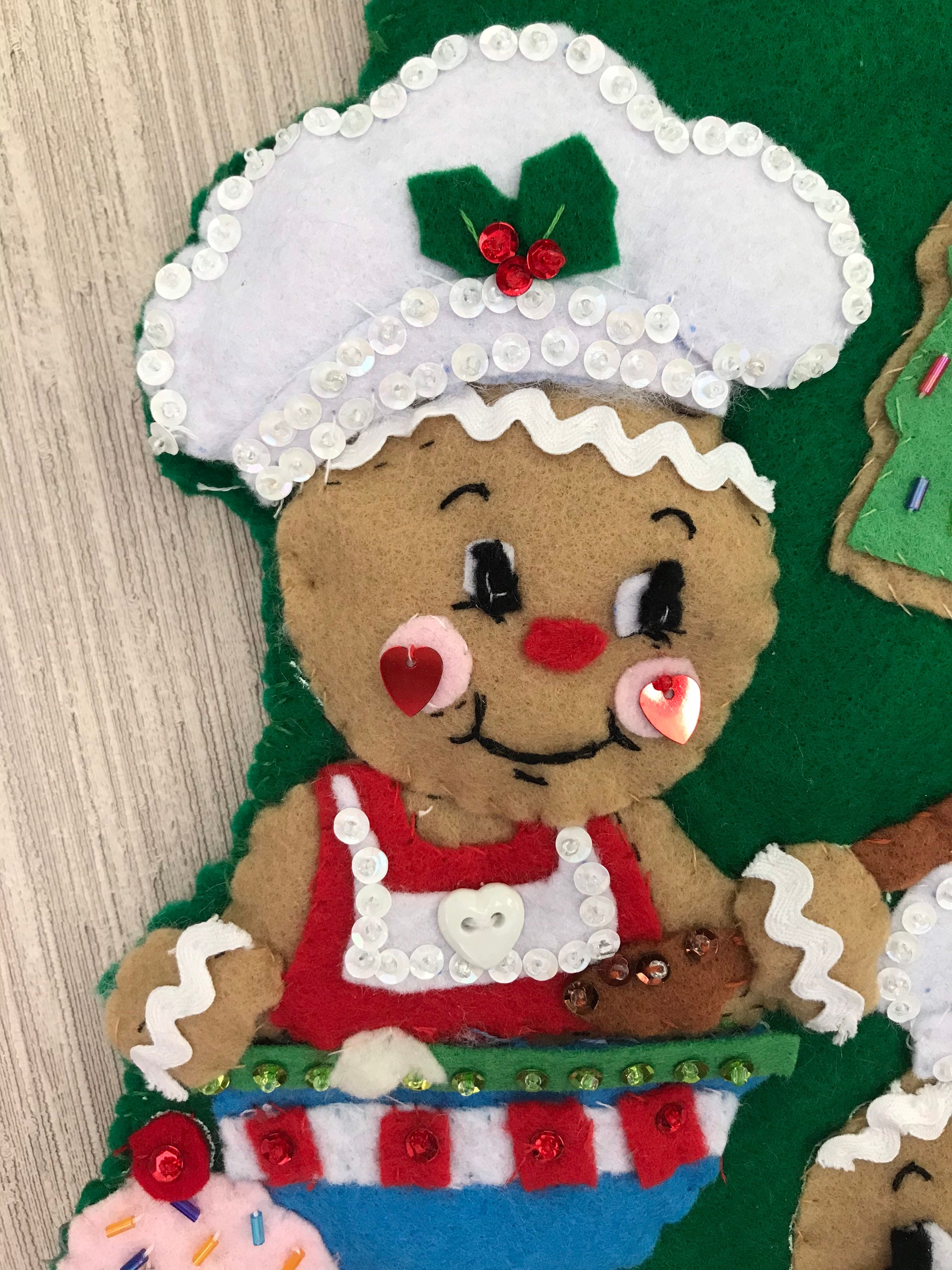 Gingerbread Bakers Handmade Felt Christmas Stocking From Design Works ...