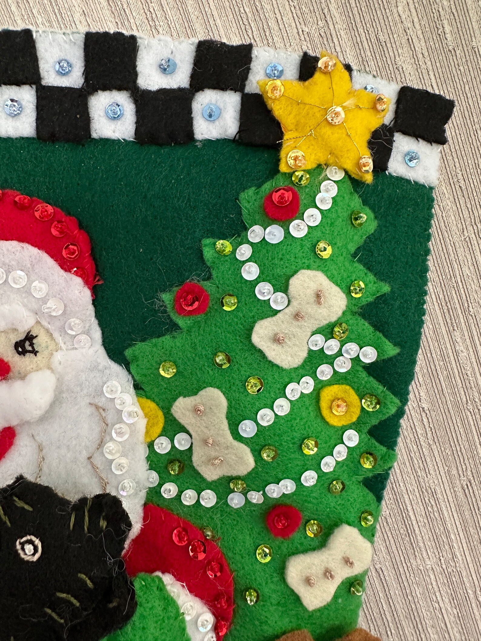 Santa Paws Completed Handmade Felt Christmas Stocking From - Etsy
