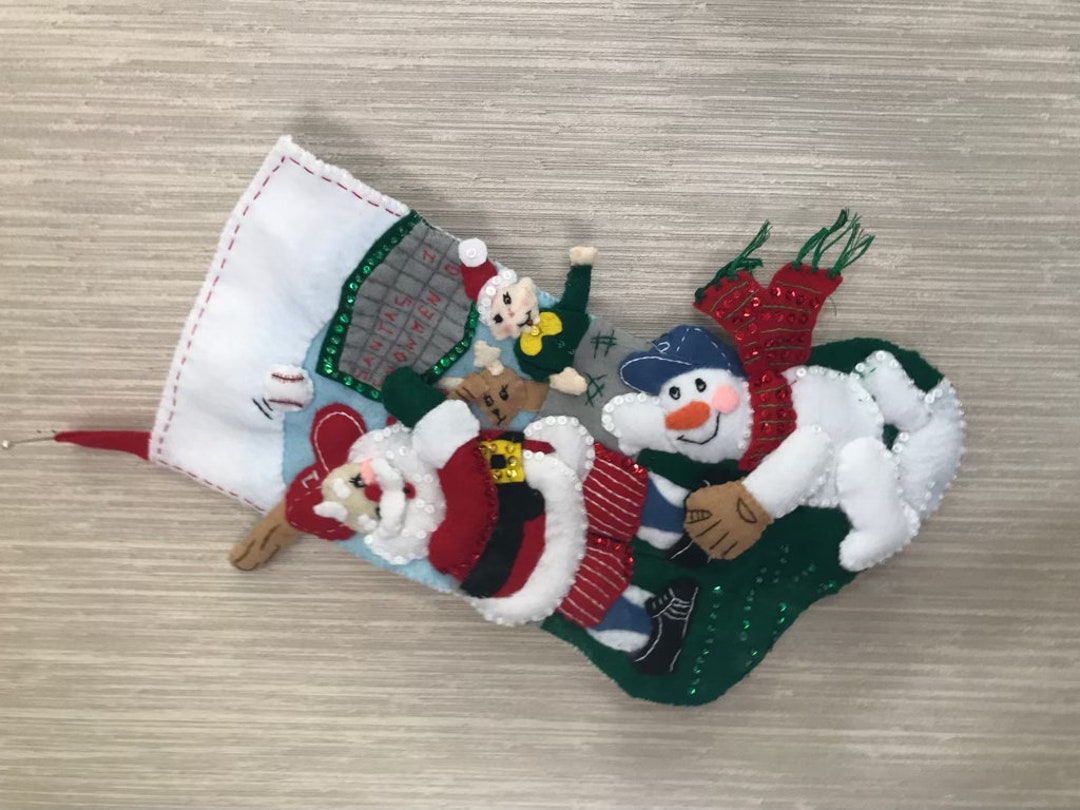 Baseball Santa Completed Handmade Felt Christmas Stocking From Bucilla ...