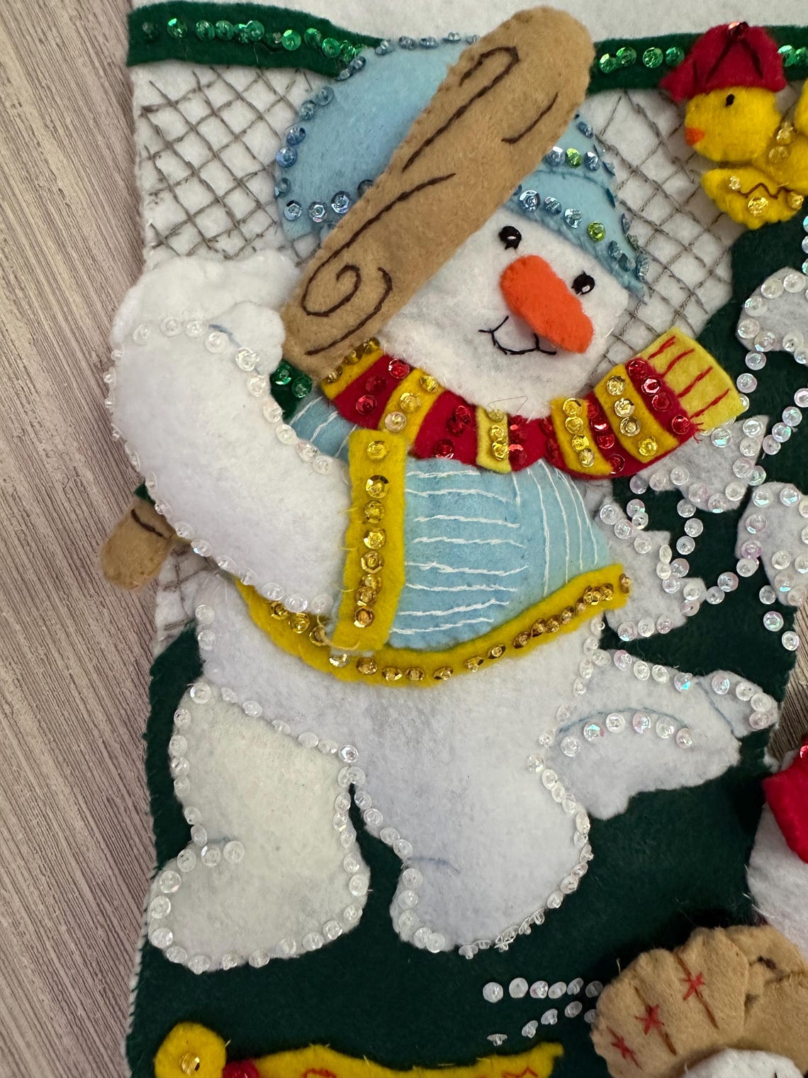 Baseball Snowman Completed Handmade Felt Christmas Stocking From ...