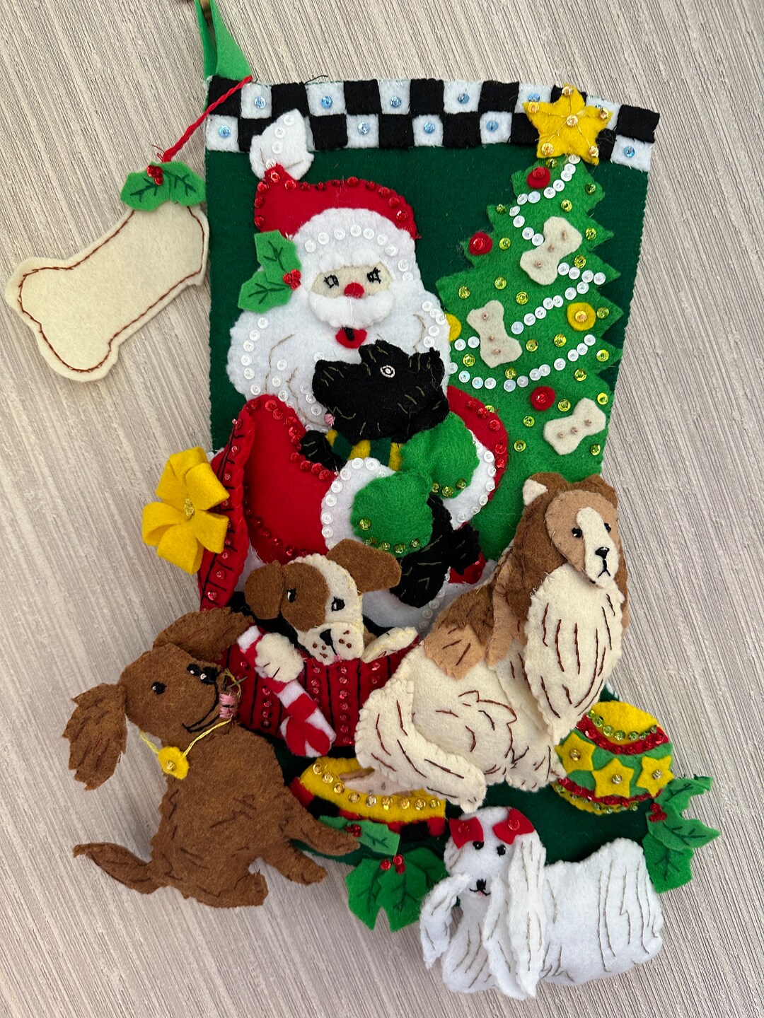Santa Paws Completed Handmade Felt Christmas Stocking From - Etsy