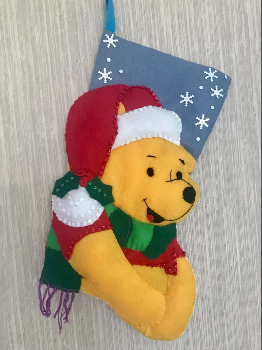 Pooh Bear Completed Handmade Felt Christmas Stocking From Janlynn Kit ...