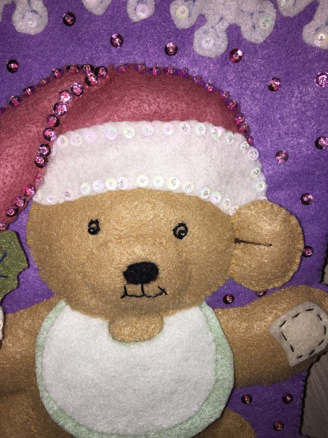 I Love Snow Completed Handmade Felt Christmas Stocking From Bucilla Kit ...