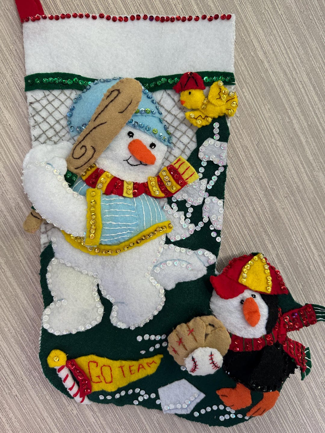 Baseball Snowman Completed Handmade Felt Christmas Stocking From ...