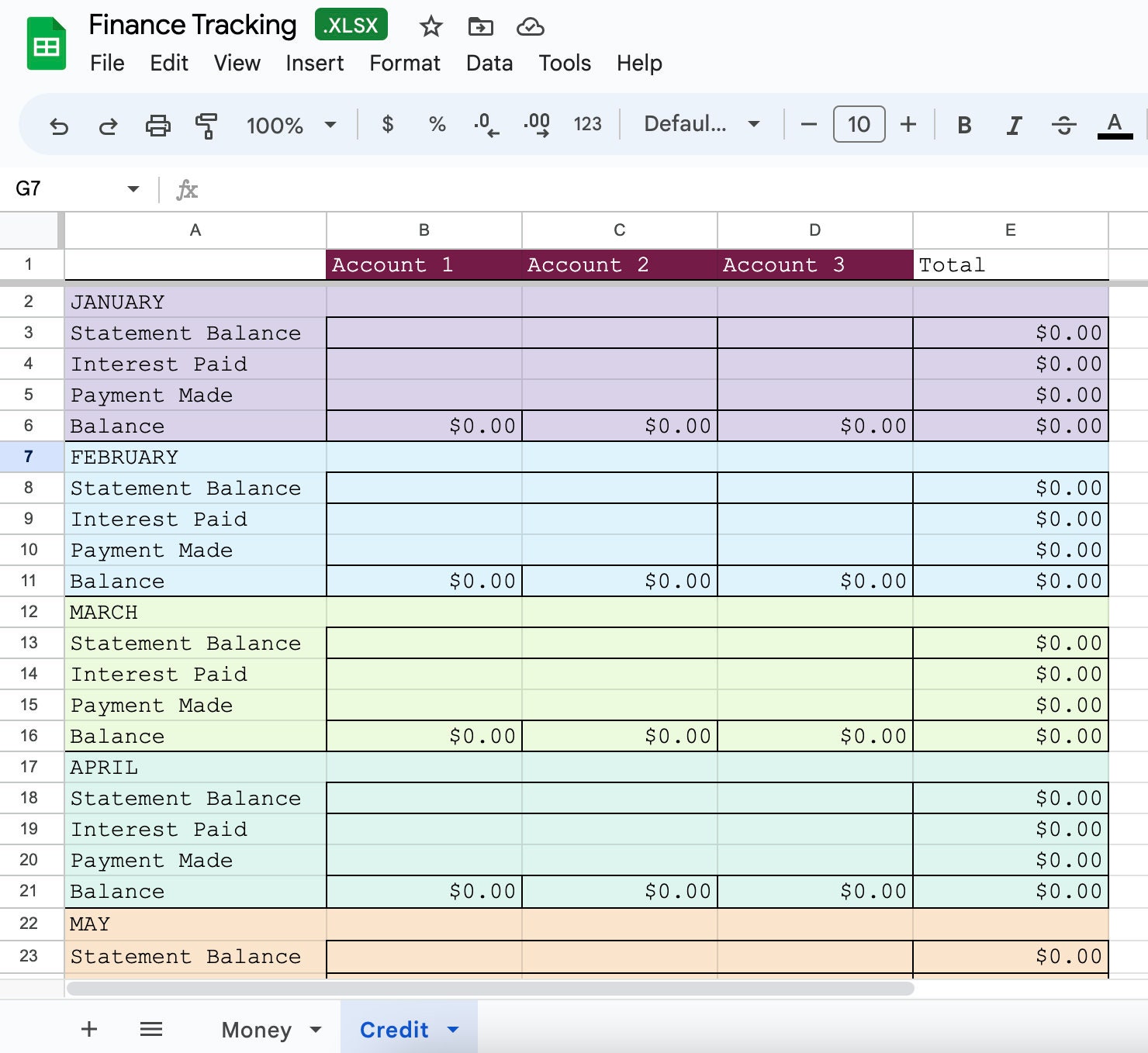 Finance Tracking Template - Etsy