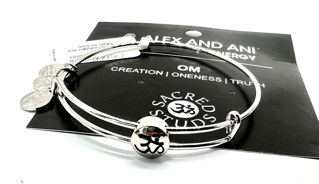 Alex and Ani Sacred Studs Om Slide Bangle, Rafaelian Silver, Expandable ...