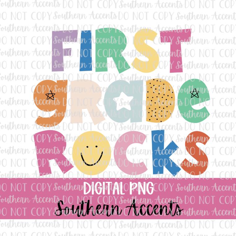 First Grade Rocks PNG, 1st Grade, Back to School Sublimation Design ...