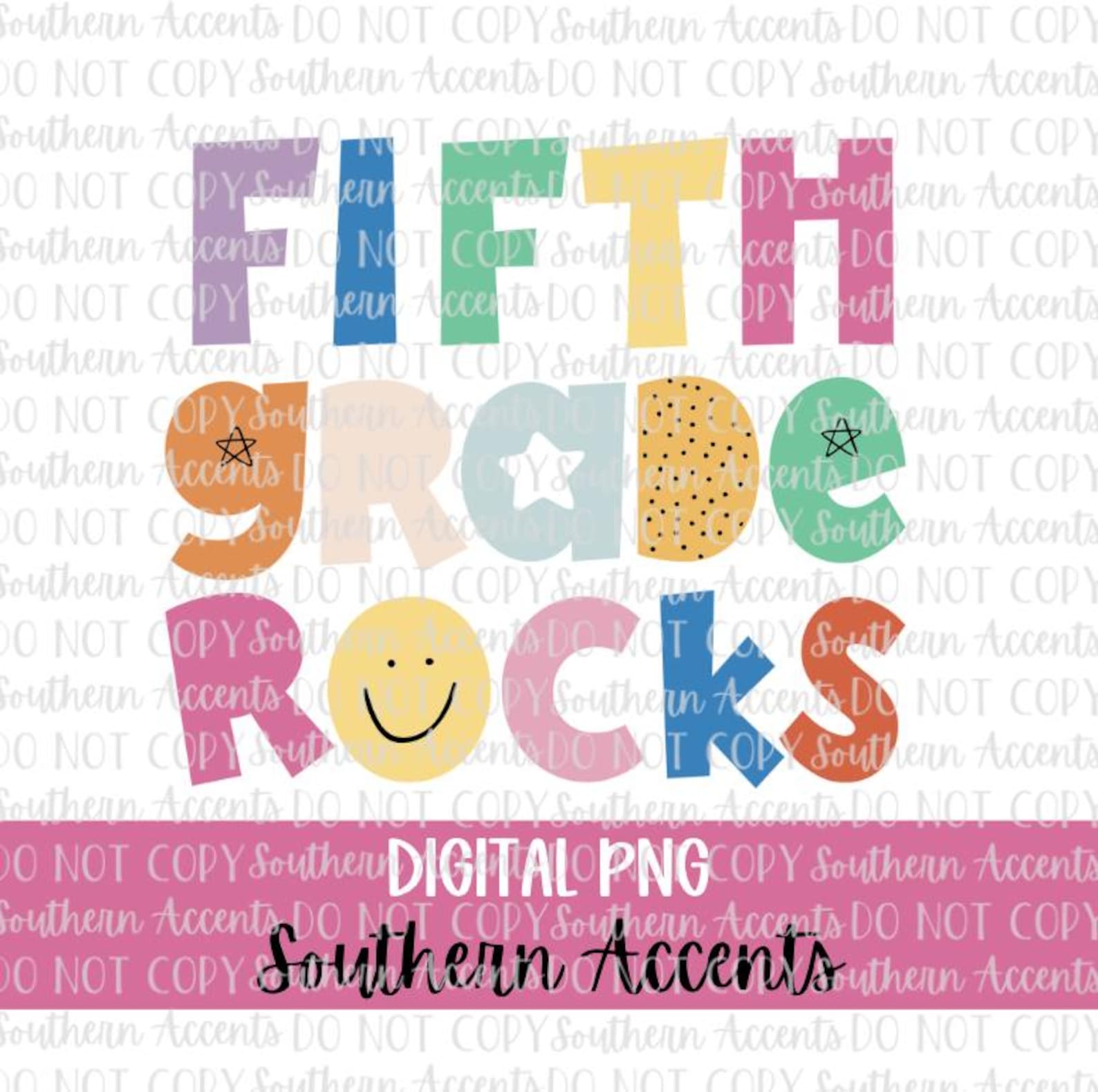 Fifth Grade Rocks PNG, 5th Grade, Back to School Sublimation Design ...