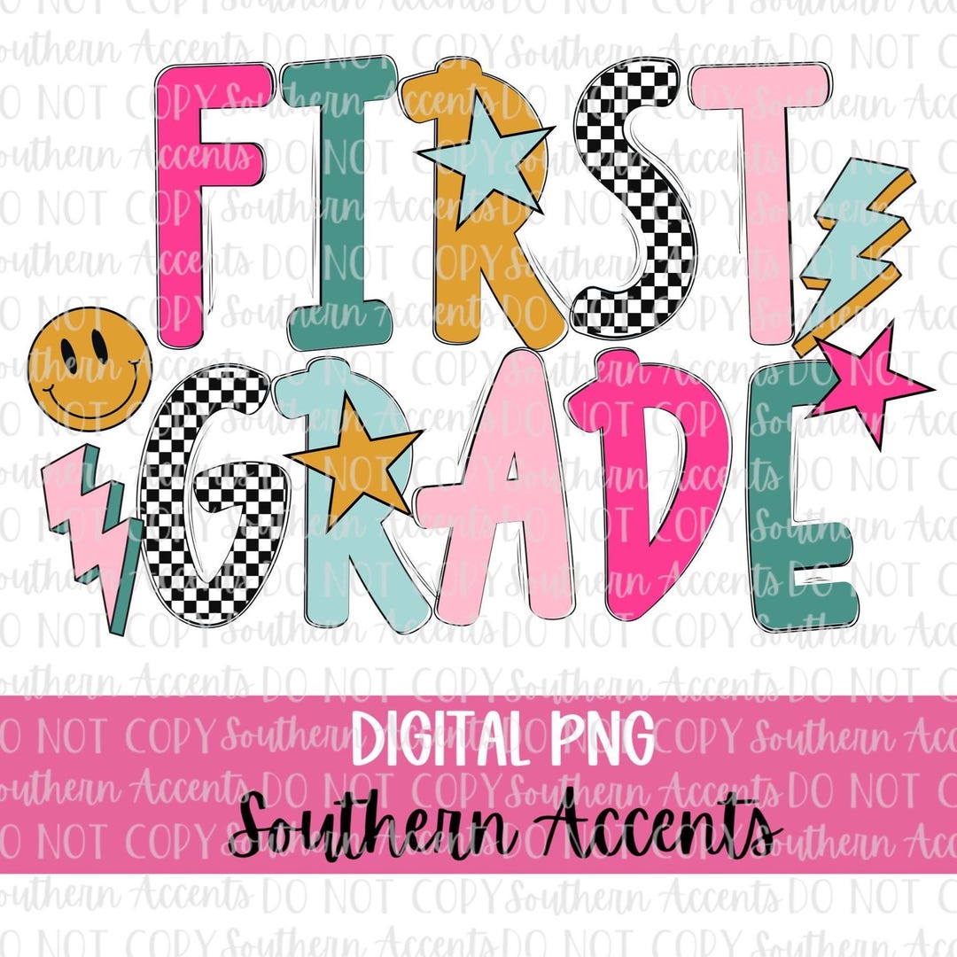 1st Grade Retro PNG, First Grade, Back to School Sublimation Design ...