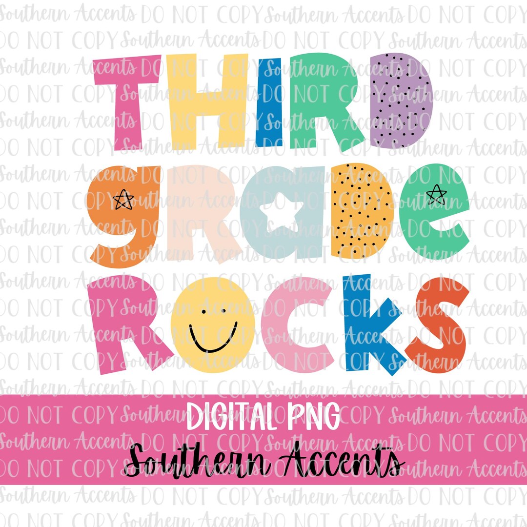 Third Grade 3rd Rocks PNG, 3rd Grade, Back to School Sublimation Design ...