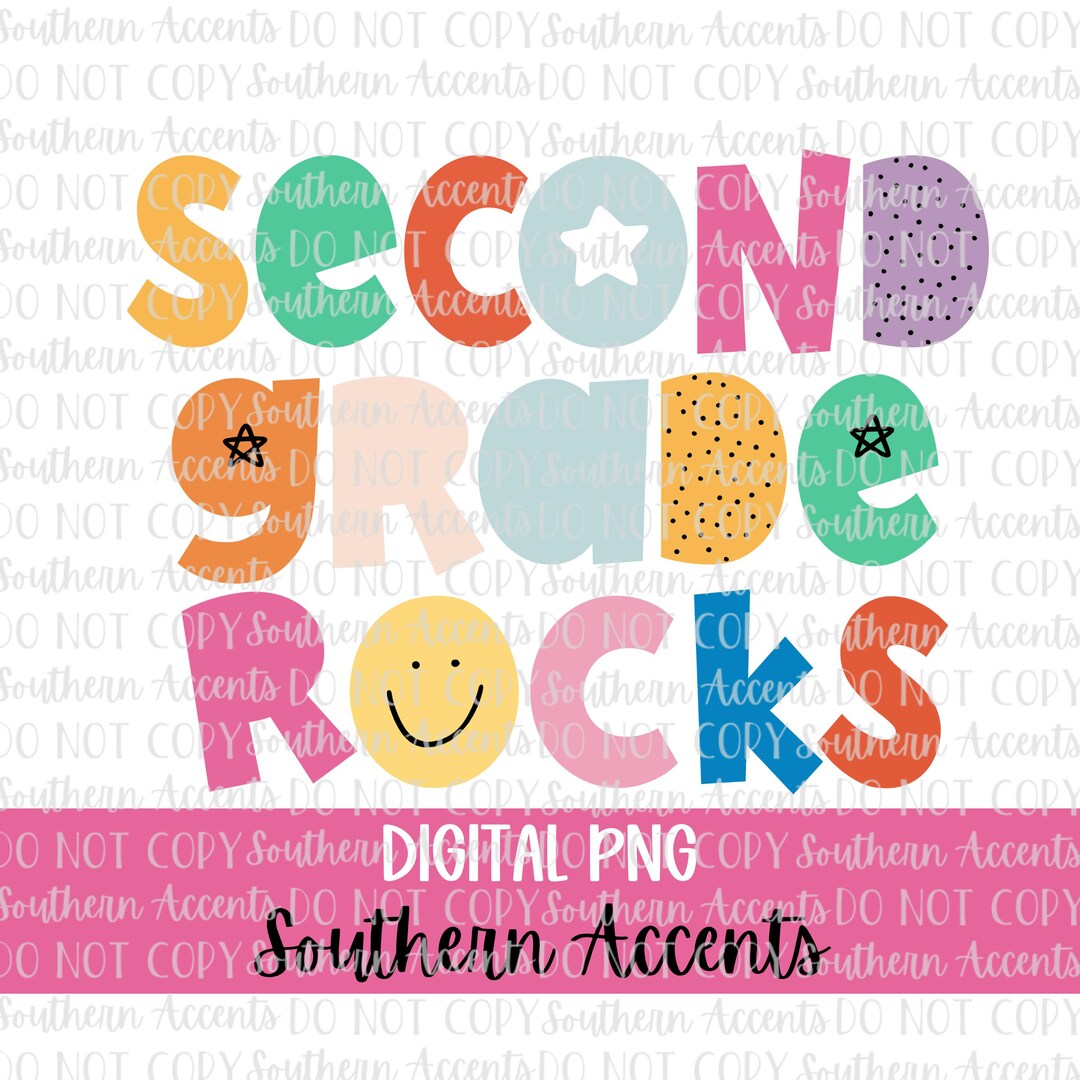 Second Grade Rocks PNG, 2nd Grade, Back to School Sublimation Design ...