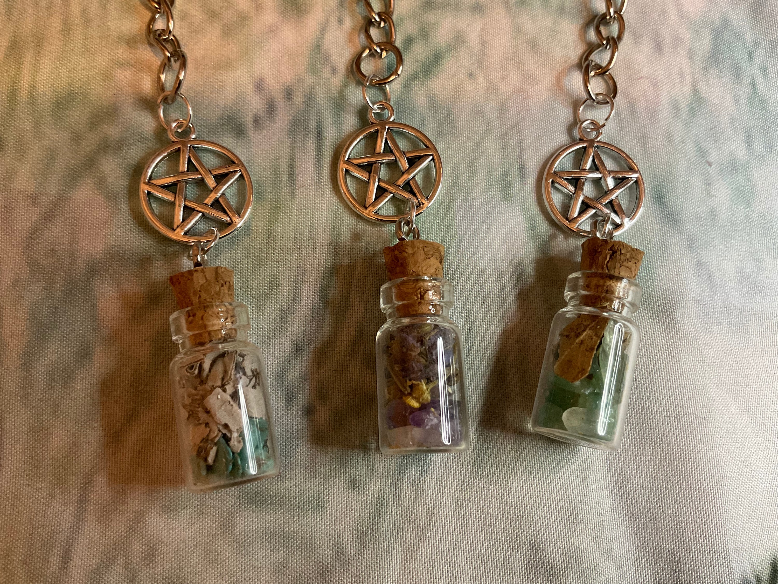 Spell Jar Keychain, Pentacle Keychain, Keyring Gift, Protection ...