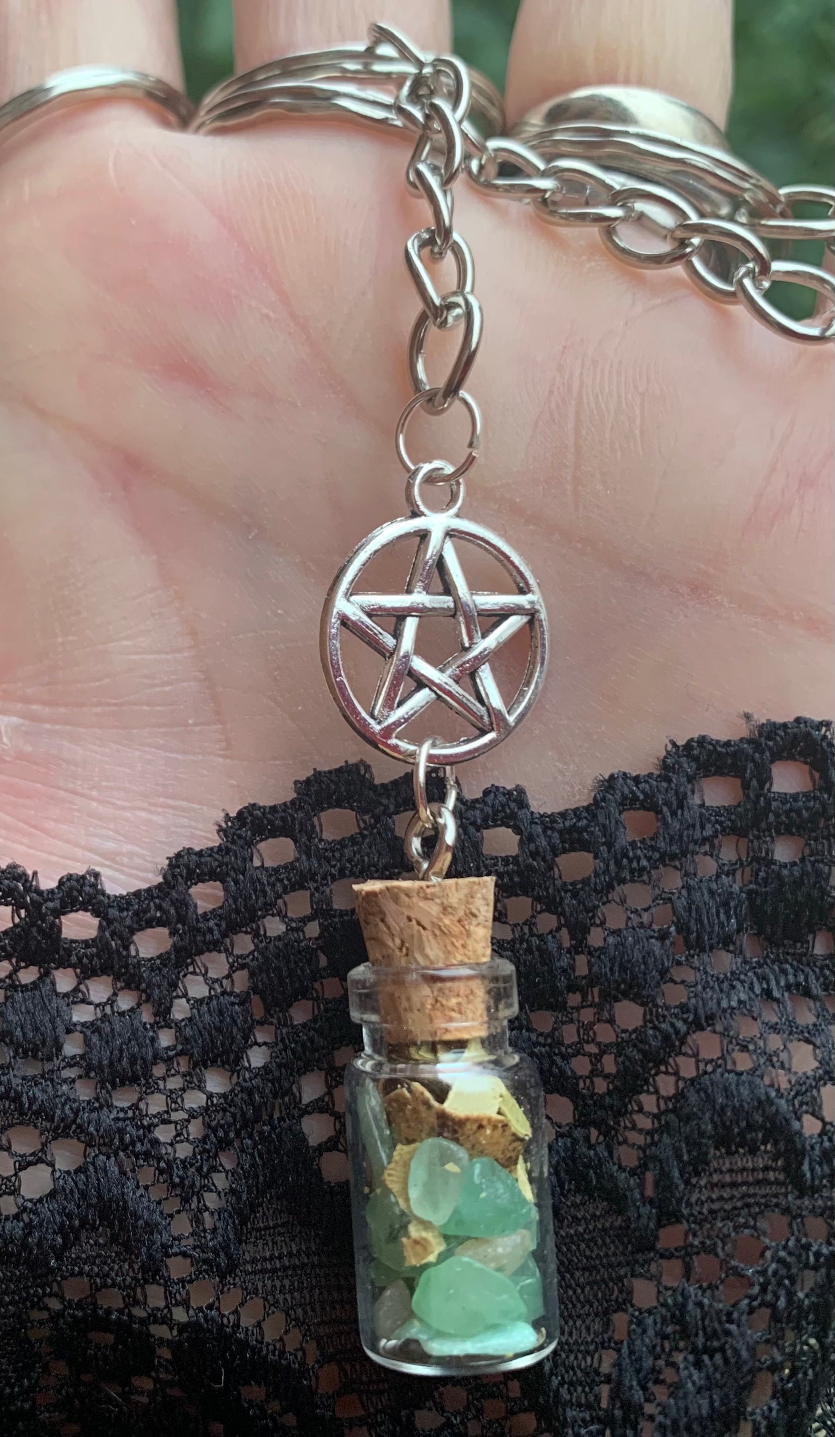 Spell Jar Keychain, Pentacle Keychain, Keyring Gift, Protection ...