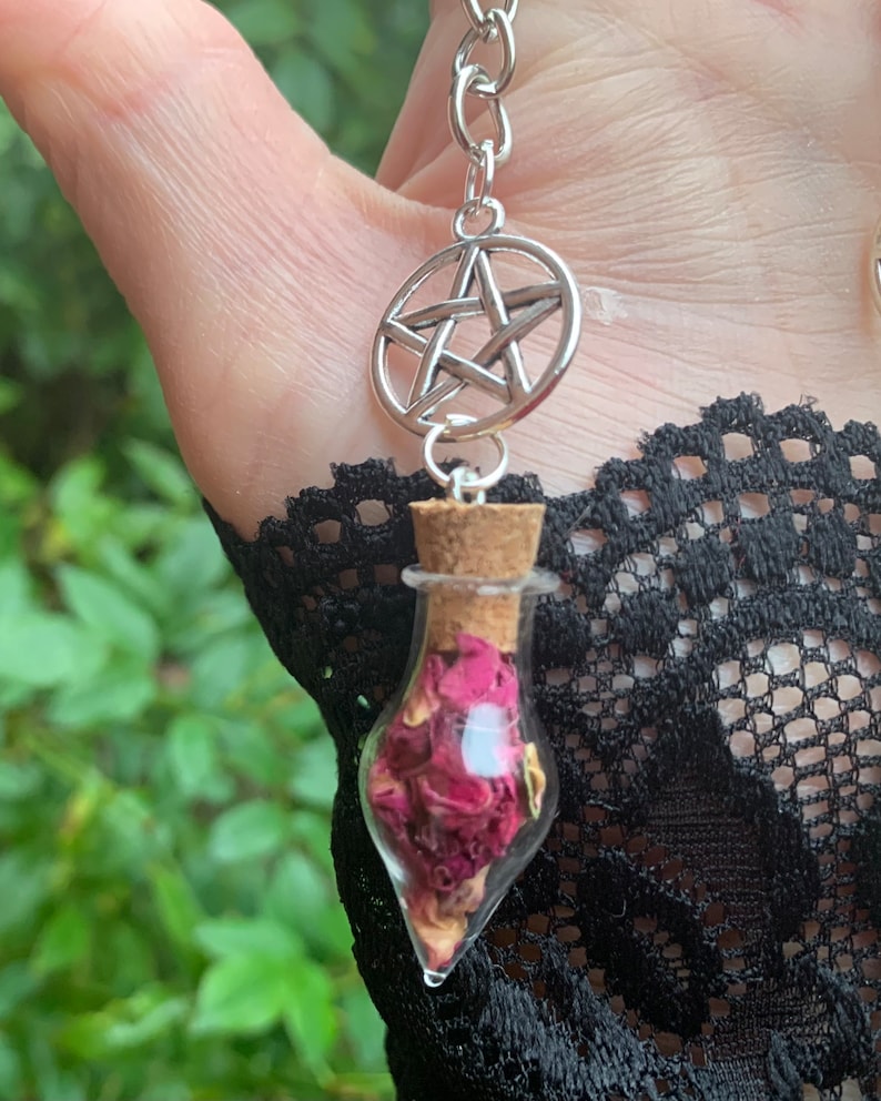 Spell Jar Keychain Pentacle Keychain Keyring Protection - Etsy