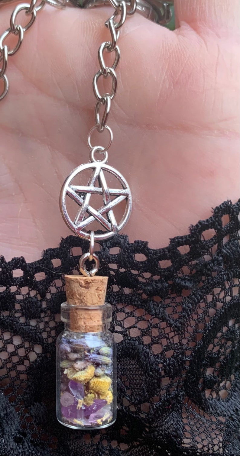 Spell Jar Keychain Pentacle Keychain Keyring Protection - Etsy