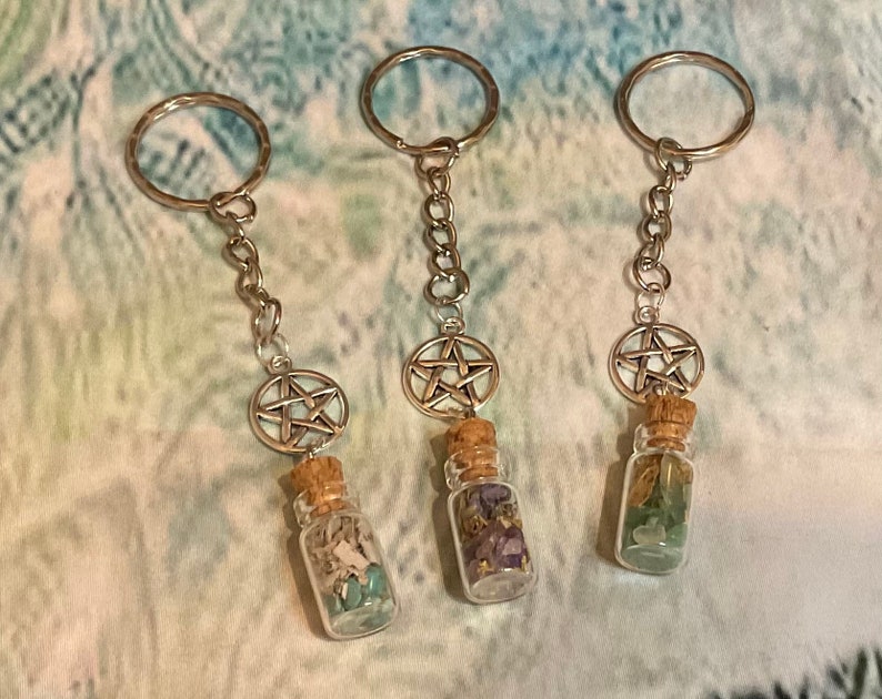Spell Jar Keychain Pentacle Keychain Keyring Protection - Etsy