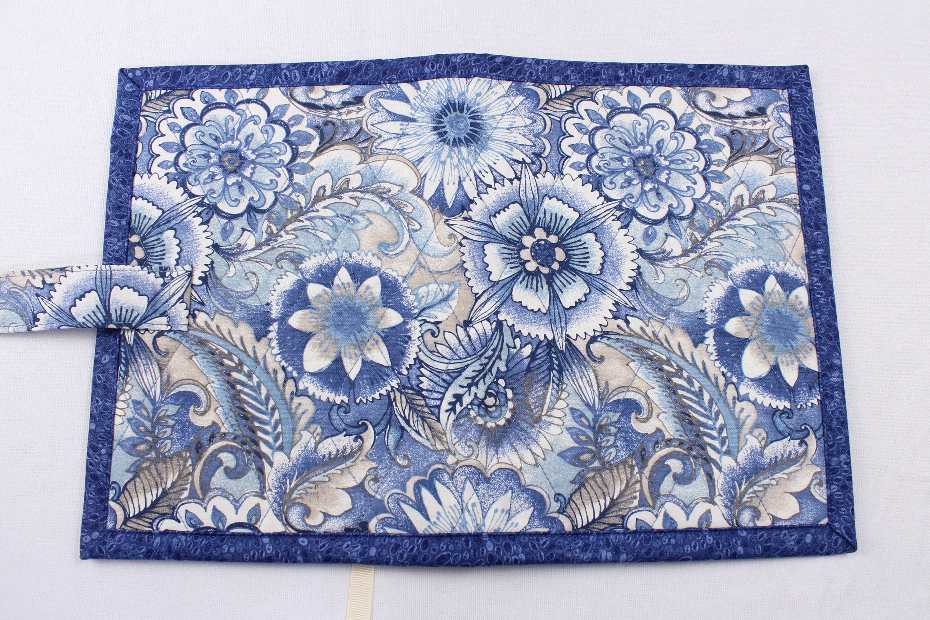 Quilted Notebook Cover With A5 Spiral Notebook -blue Floral - Etsy