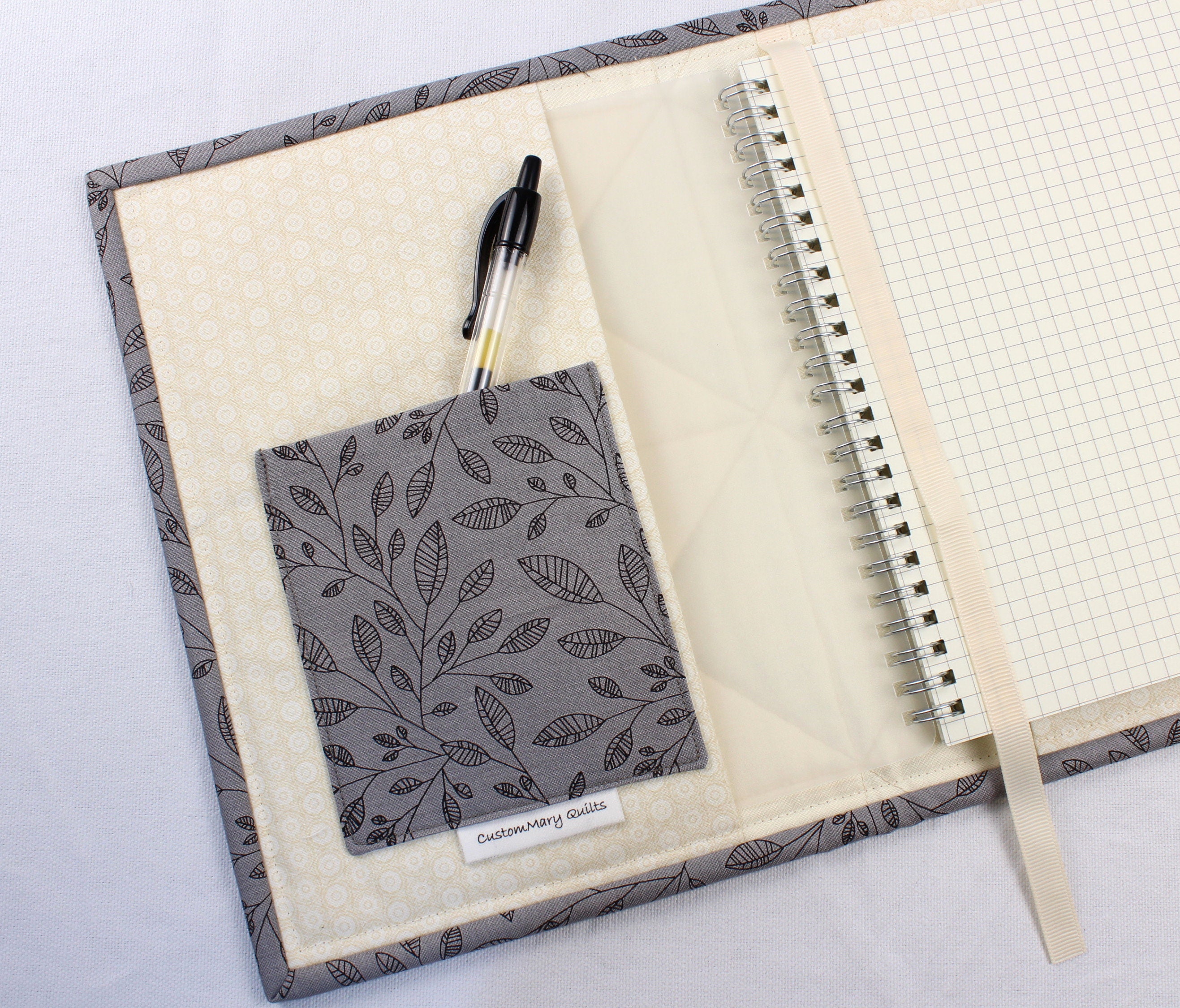 Quilted Patchwork Notebook Cover With A5 Spiral Notebook grey - Etsy