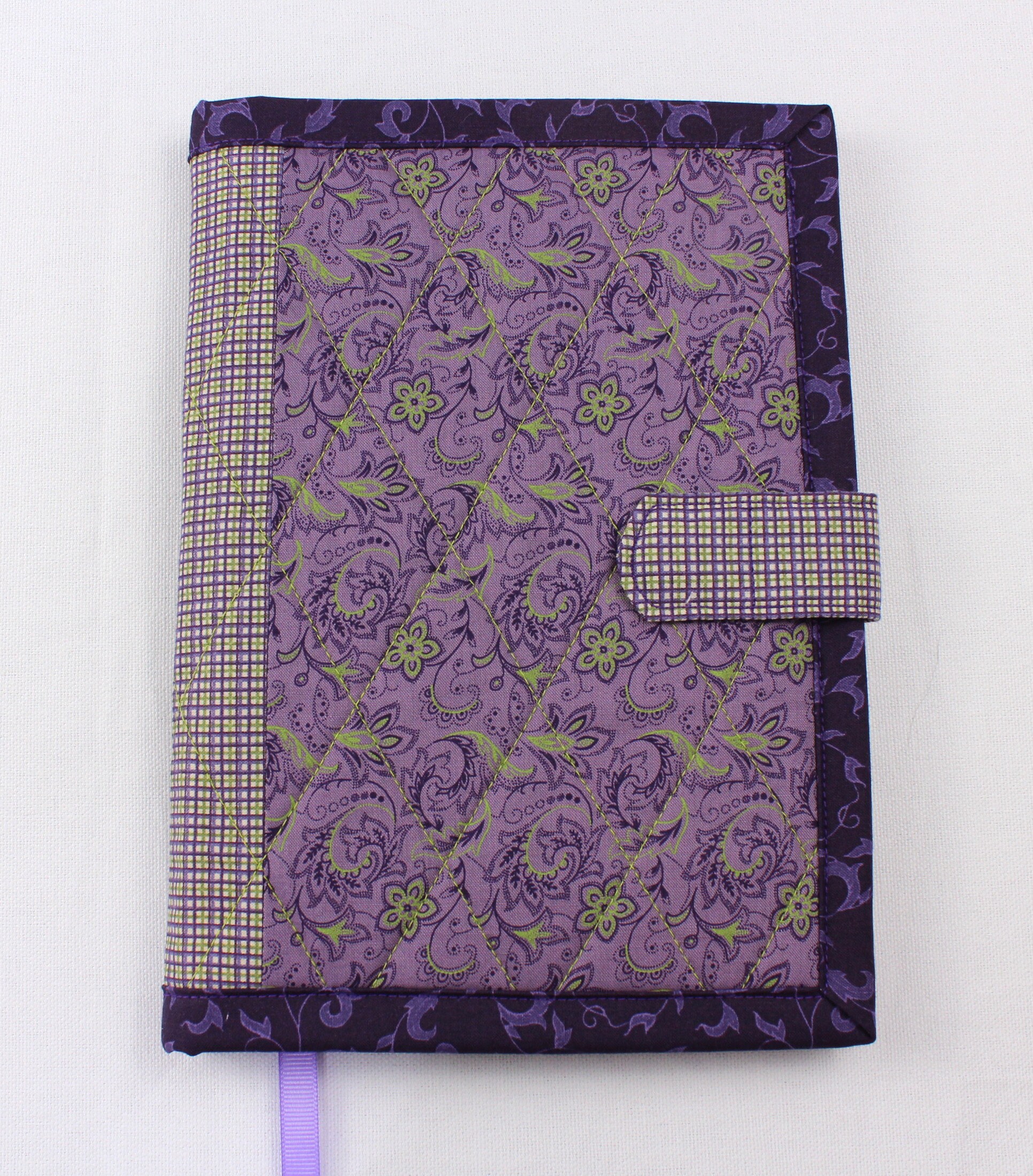 Quilted Fabric Notebook Cover With A5 Spiral Notebook Purple and Green ...