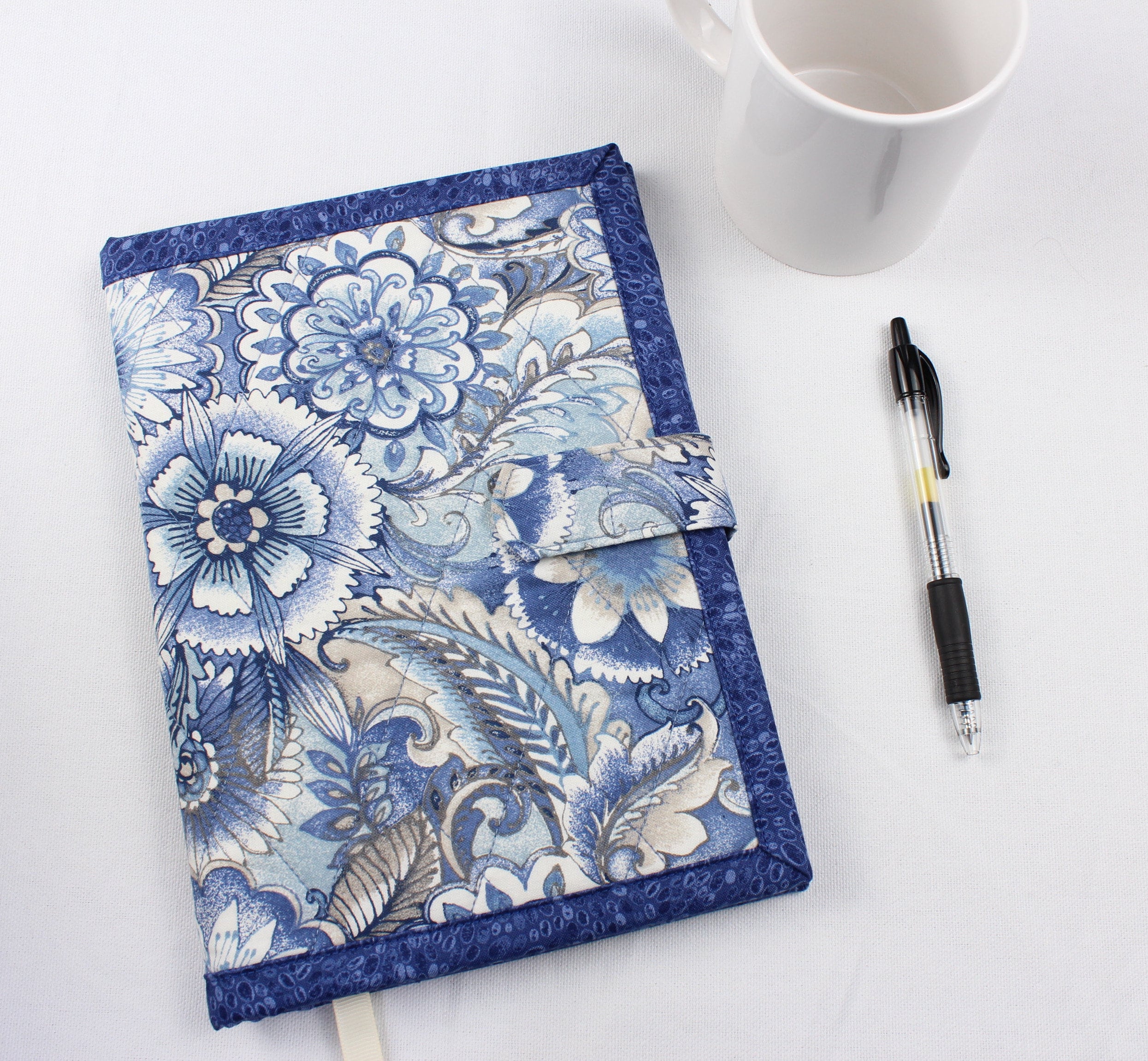 Quilted Notebook Cover With A5 Spiral Notebook -blue Floral - Etsy