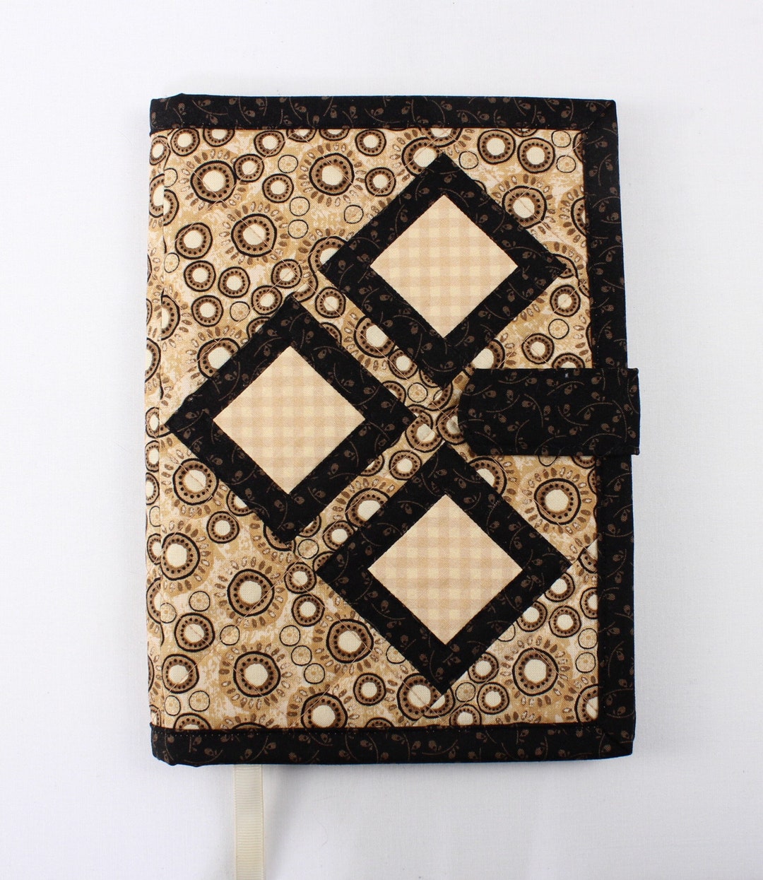 Quilted Fabric Journal Cover With Spiral Notebook - Black and Tan - Etsy
