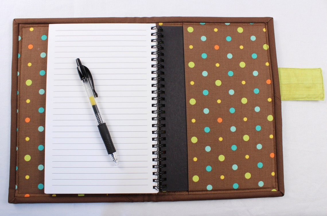 Quilted Notebook Cover With A5 Spiral Notebook birds in Teal and Lime ...