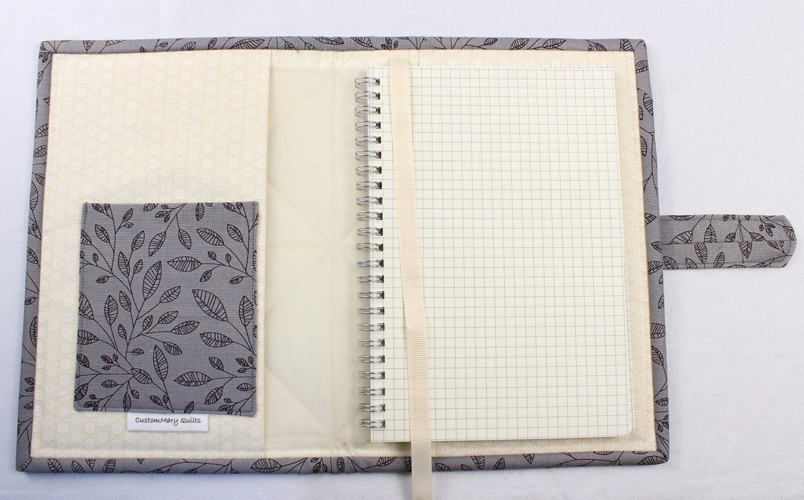 Quilted Patchwork Notebook Cover With A5 Spiral Notebook grey - Etsy