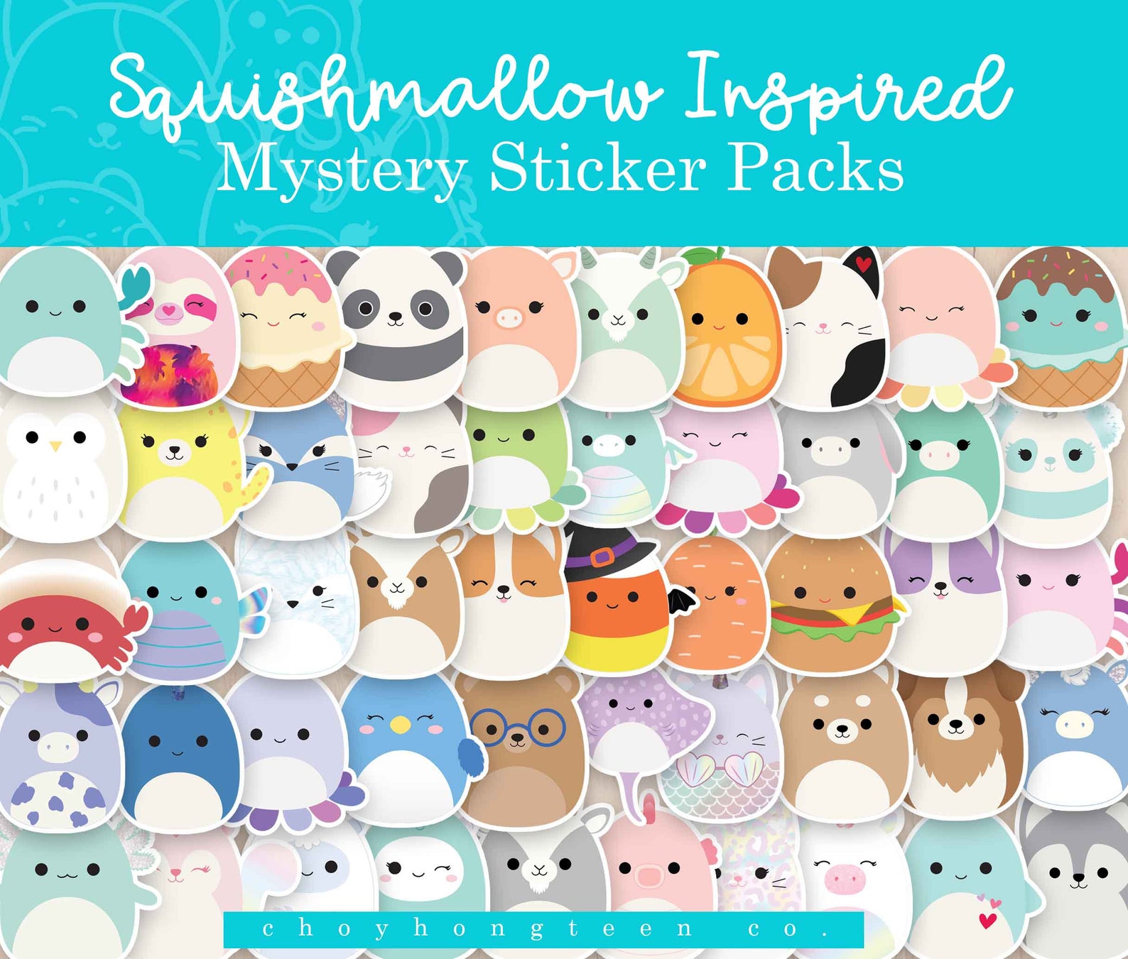 Squishmallow Sticker, Squishmallow Inspired, Mystery Sticker Pack ...